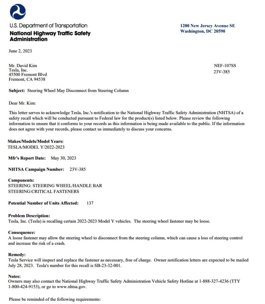 特斯拉無法用OTA解決的問題 Model Y行駛中「方向盤掉落」瑕疵將召回！ | 地球黃金線