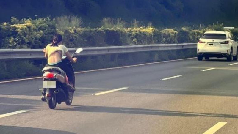 無照女大生騎115機車上國道超過10公里！露美背沒安全帽惹議：高速公路挺安全的？ | 地球黃金線